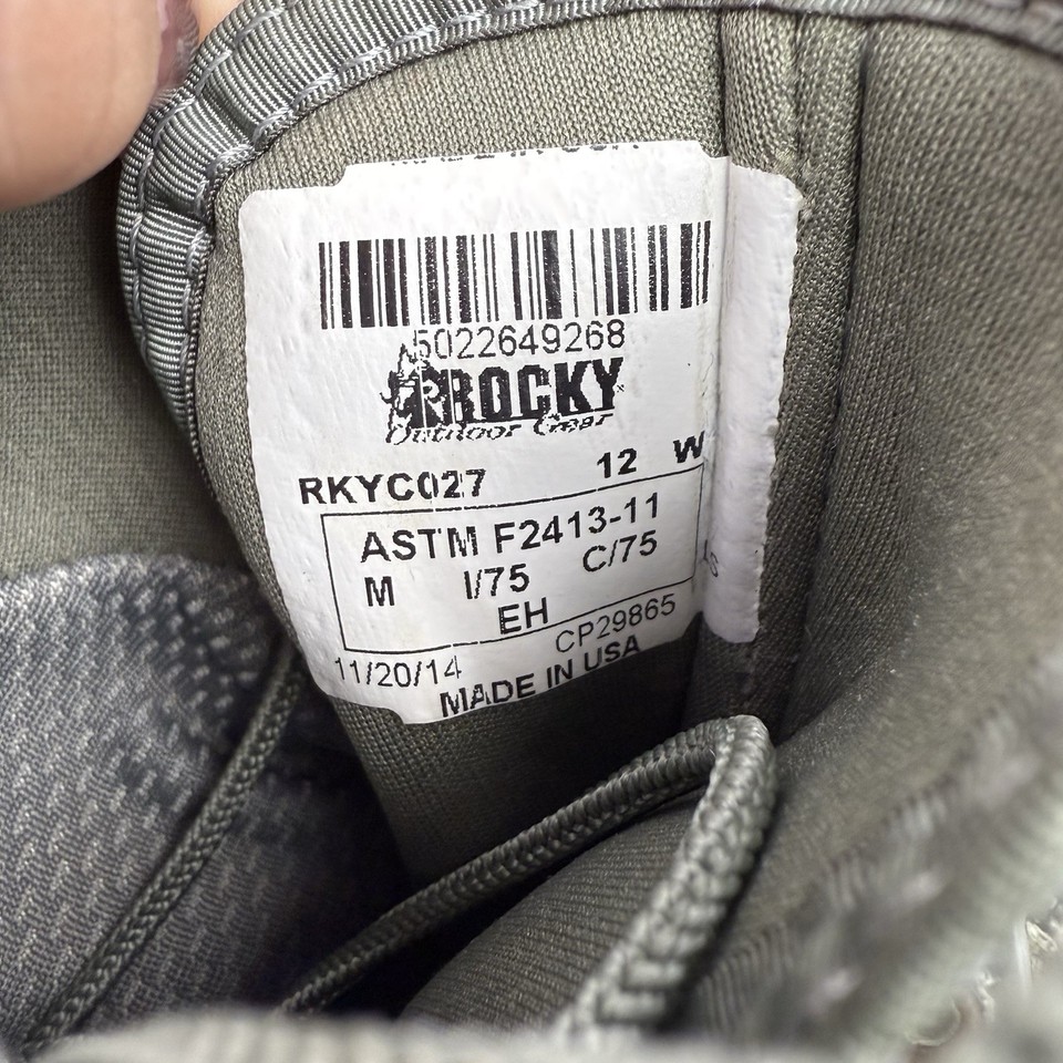 Rocky Boots rkyco27 S2V boots green suede leather Size 12w Vibram Sole ...