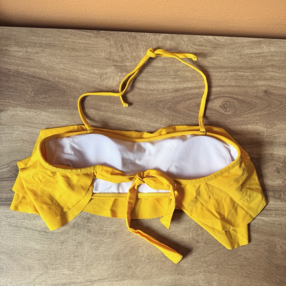 NWOT Unbranded Mustard Yellow Ruffle Bikini Top Swim Top Swimwear Sz Sm ...