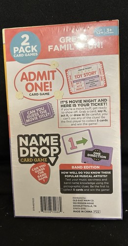2-Pack Card Family Games/Timer/Admit One/Name Drop/ New Sealed | eBay