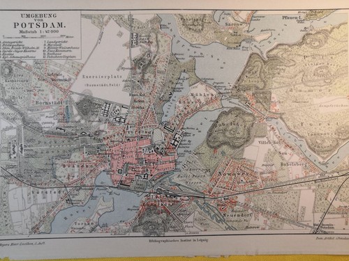 1900 Potsdam Germany City Plan Original Vintage Geography Map Urban ...