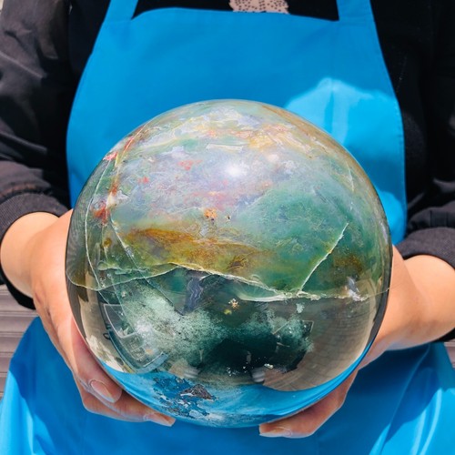 4690g Natural Aquatic Plant Agate Geode Ball Quartz crystal Aura ...