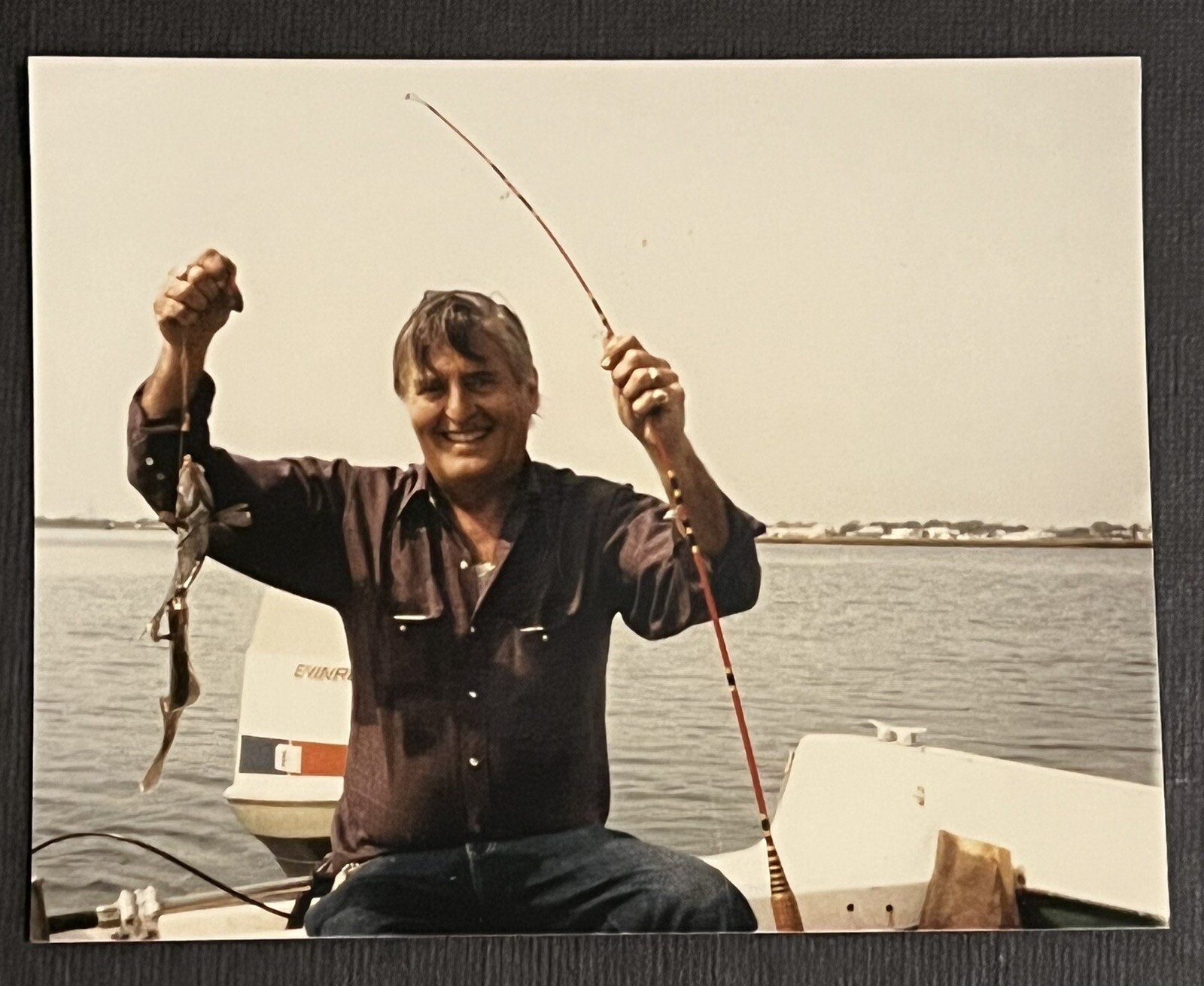 FOUND VINTAGE PHOTO PICTURE 80s fisherman Showing His Fish Catch 1986 ...
