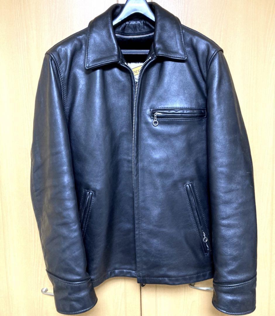 Rare Schott Leather Jacket Cow Tag 70'S Usa Black Wit… - Gem
