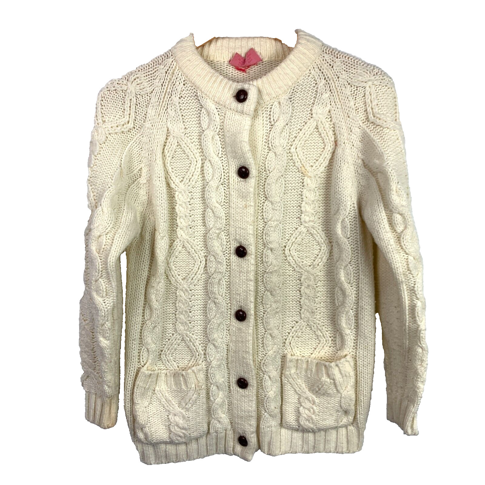 Vintage Adoria Ivory Chunky Knit Womens Cardigan Swea… - Gem