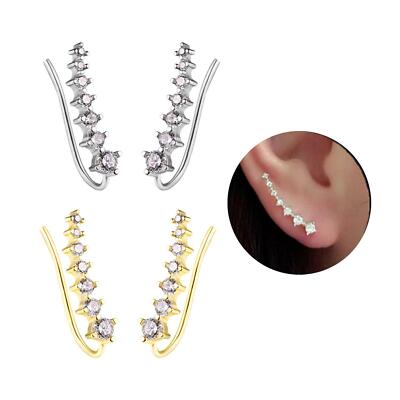 2x Ear Cuffs Earring Jewelry Gift Beautiful Earmuff Rhinestones Clip on ...