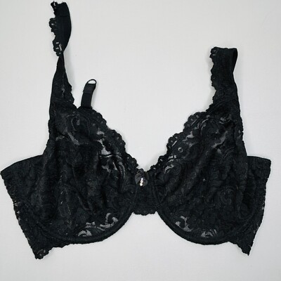 Smart & Sexy Lace Bra 40DD Black Unlined Cup Underwire Adjustable Strap ...