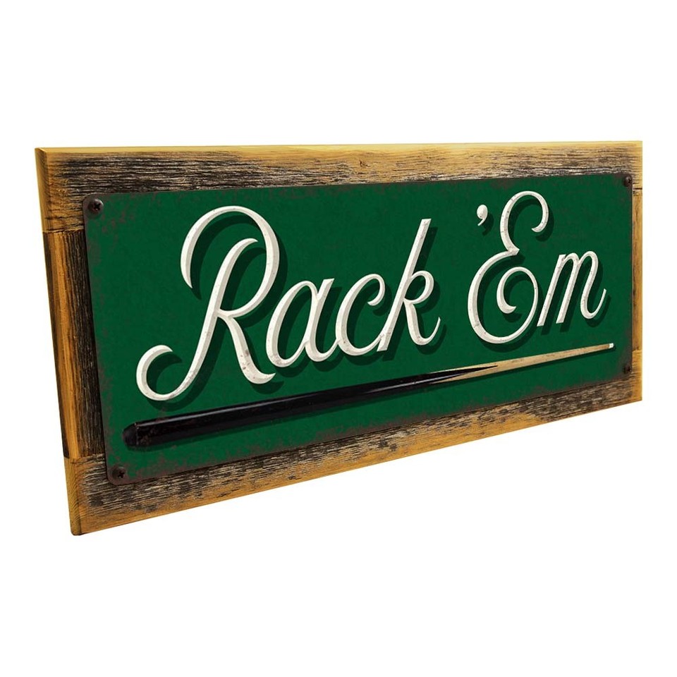 Rack ‘Em Metal Sign; Wall Decor for Mancave, Den, or Gameroom | eBay