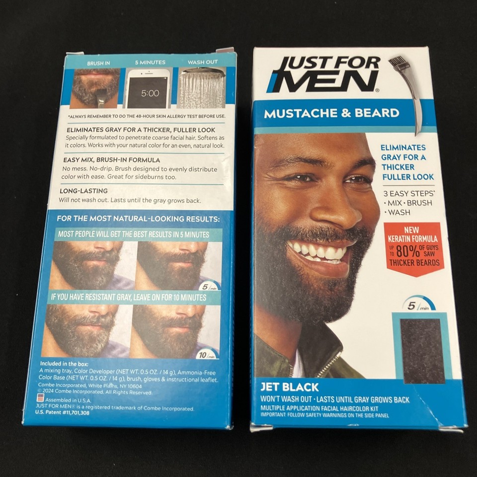 Lot Of 2-SM Just For Men Mustache and Beard Brush-In Color Gel M60 Jet ...