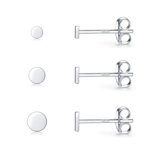 Sterling Silver Stud Earrings for Women, Tiny Flat Dot Earrings Set | Small H... | eBay