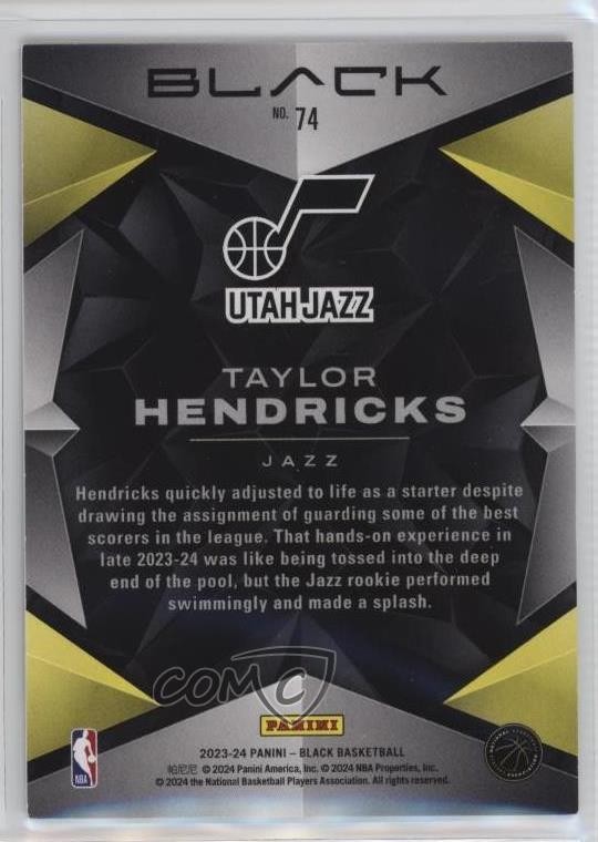 2023-24 Panini Black Rookie Gold /25 Taylor Hendricks #74 Rookie RC | eBay