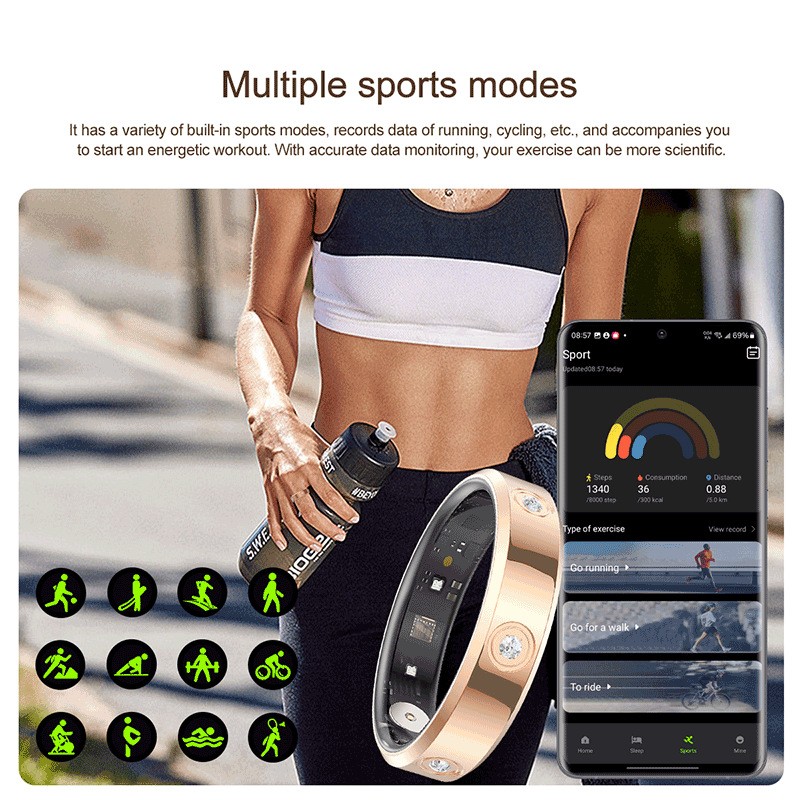 Smart Health Diamond Ring For Men/Women Heart Rate Blood Oxygen ...