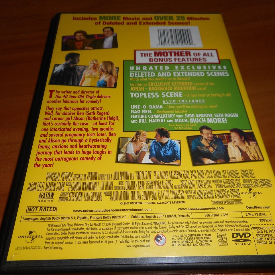Knocked Up (DVD, 2007, Unrated and Unprotected; Full Frame) Seth Rogen ...