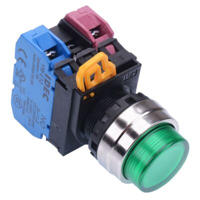 IDEC Green 24V illuminated 22mm Metal Bezel Momentary Push Button ...