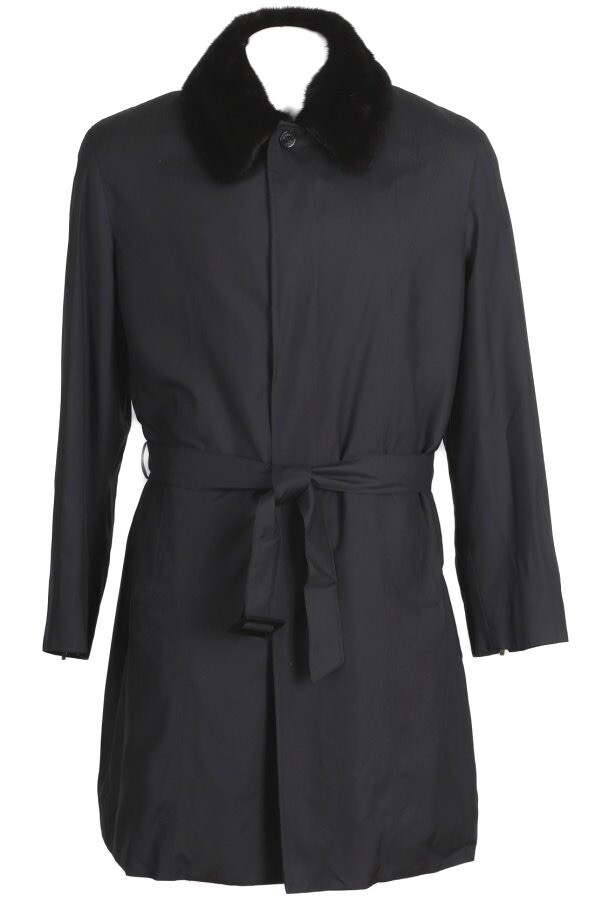 ZILLI MEN’S BLACK ERMINE SABLE FUR LINED TRENCH COAT 56/XL | eBay