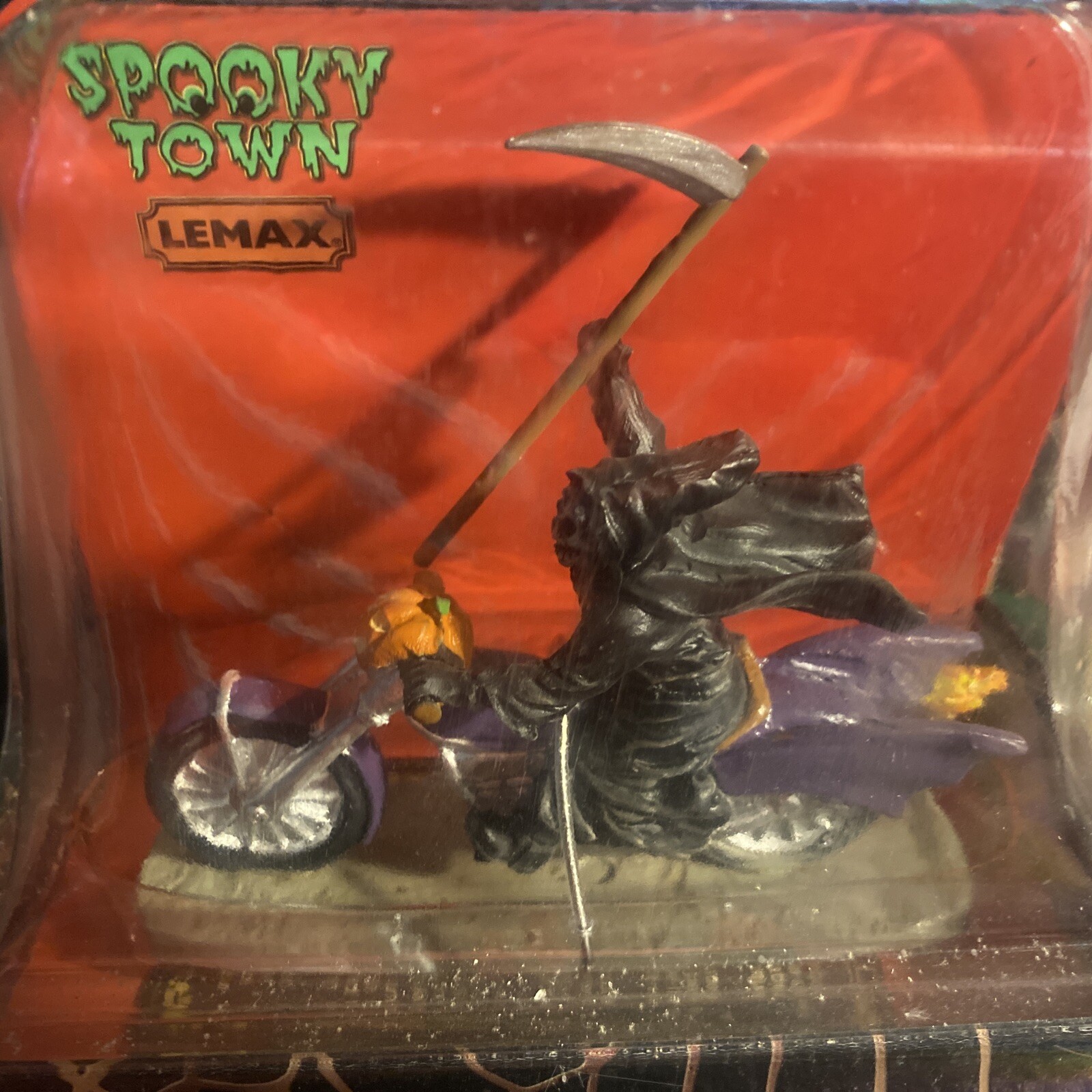 Lemax GRIM RIDER Spooky Town Halloween Village Motorcycle -Grim Reaper ...