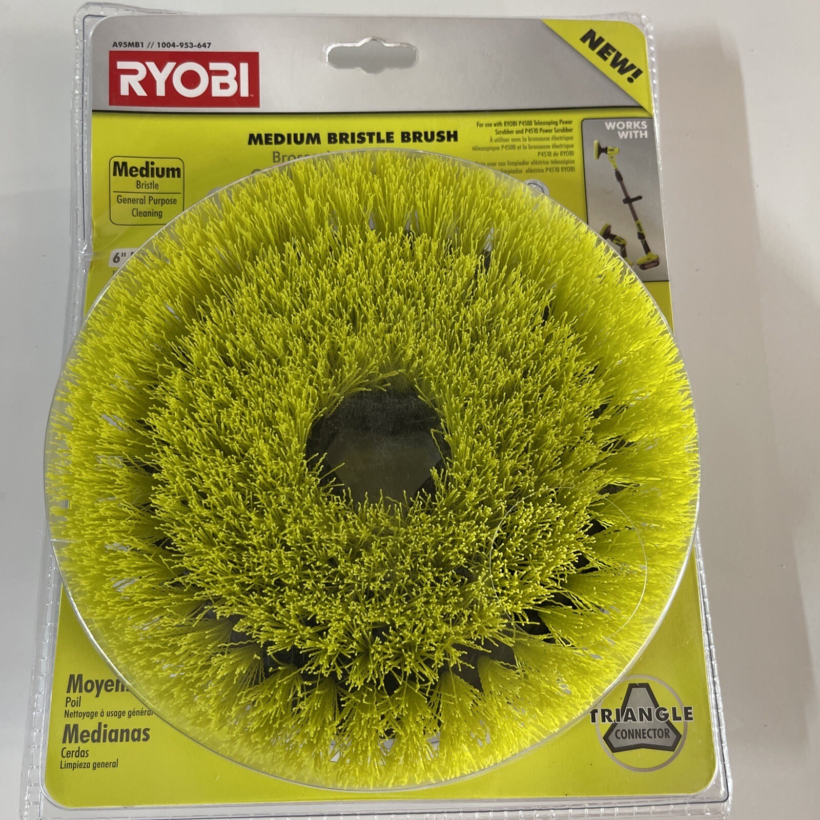 Triangle Connector Accessories Ryobi 8" Medium Bristle Cleaning Brush ...