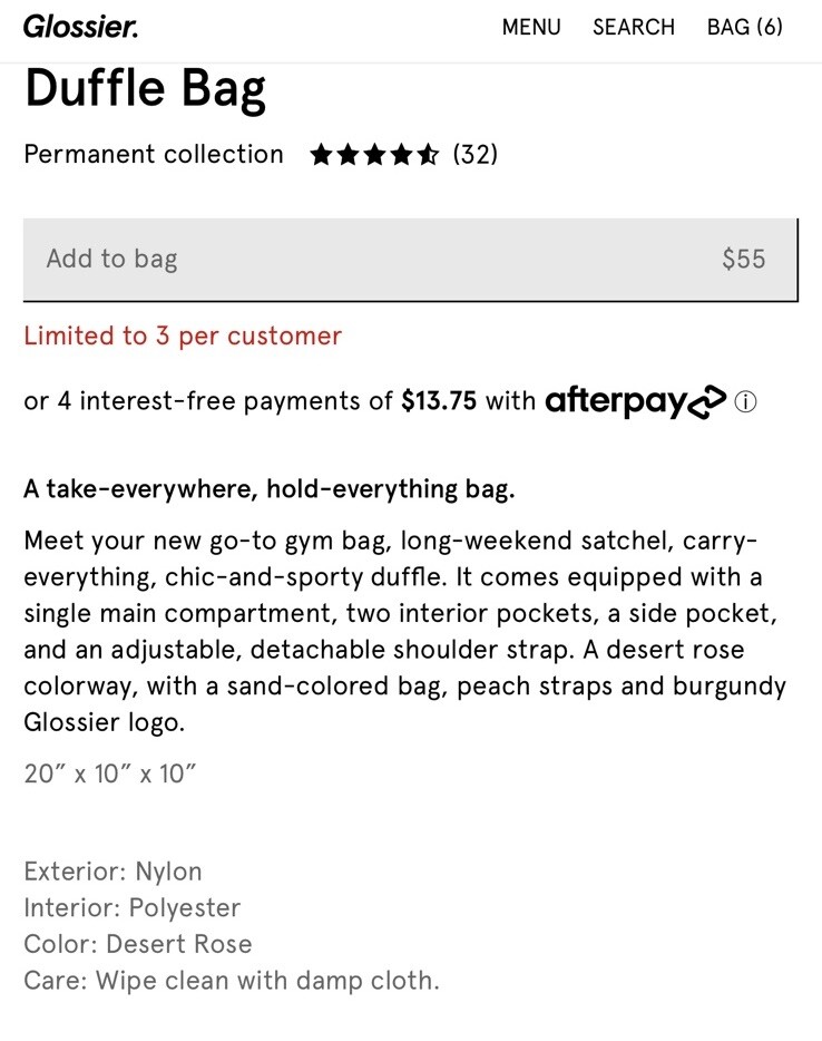 Glossier Duffle Bag Medium 20"x10"x10" Brown Pink Desert Rose Zip Strap ...