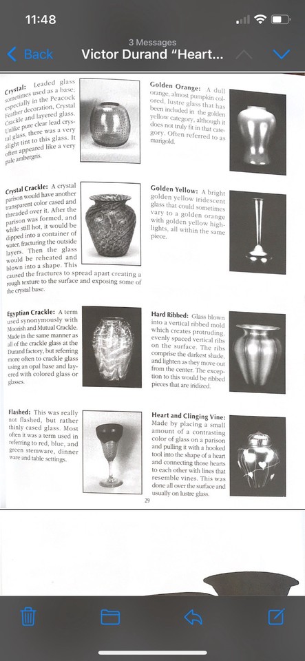 1920’s Victor Durand Hearts and Vines Blown Glass Vase | eBay