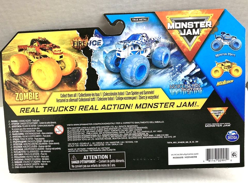 2024 FIRE & ICE "ZOMBIE & NORTHERN NIGHTMARE"- SPIN MASTER Monster Jam ...