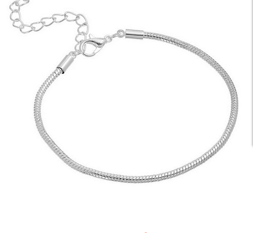 Fashion Silver Round Snake Bone Chain Bracelets Fit European Beads ...