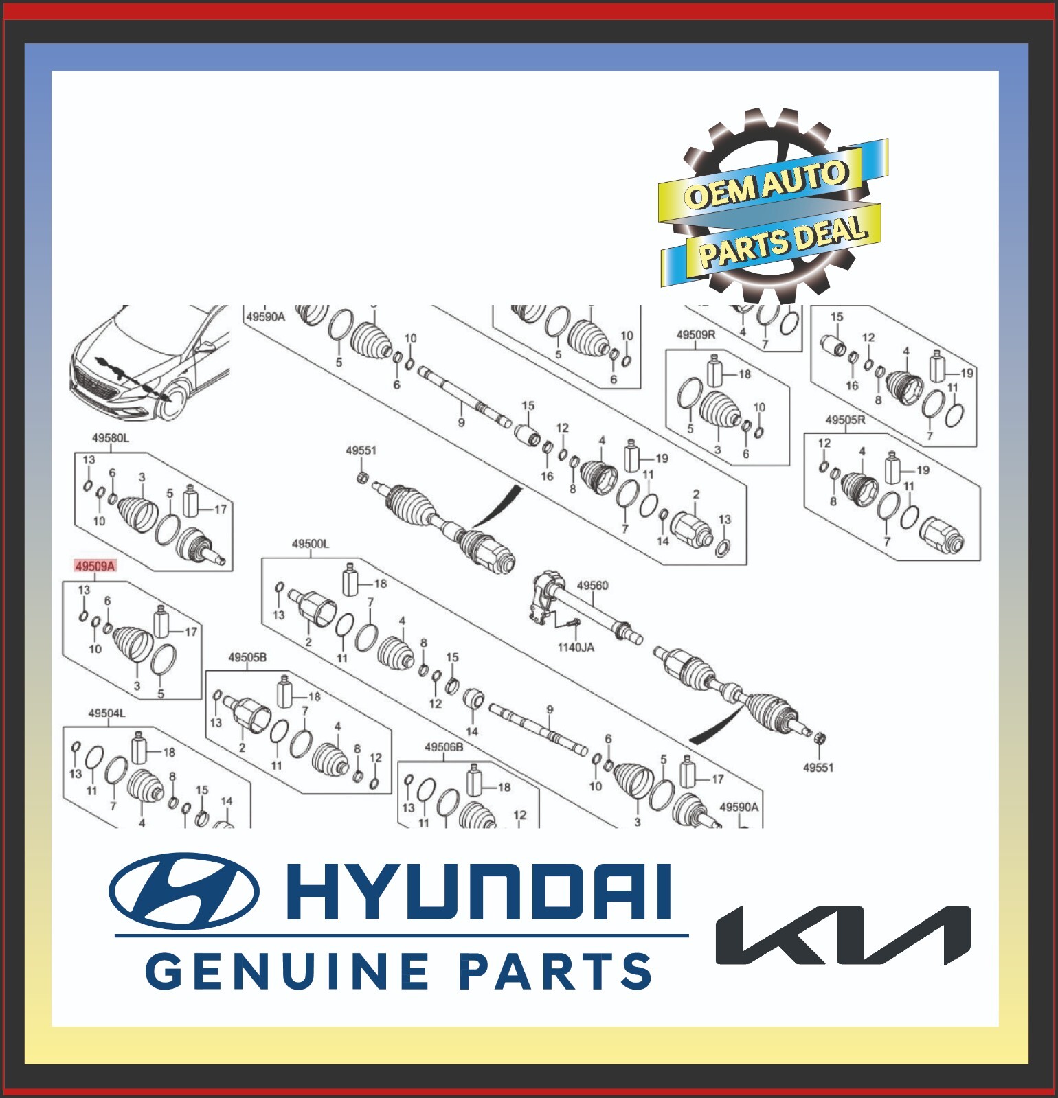 Genuine Hyundai Boot Kit-fr Axle Wheel Side 49581C1000 OEM for sale ...