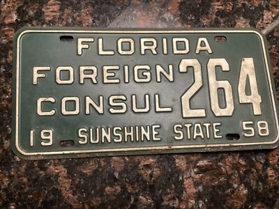 Florida License Plate 1958 Foreign Consul 264 | eBay