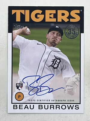 Beau Burrows 2021 Topps 1986 Design Auto RC #86A-BBU MLB Tigers Trading ...