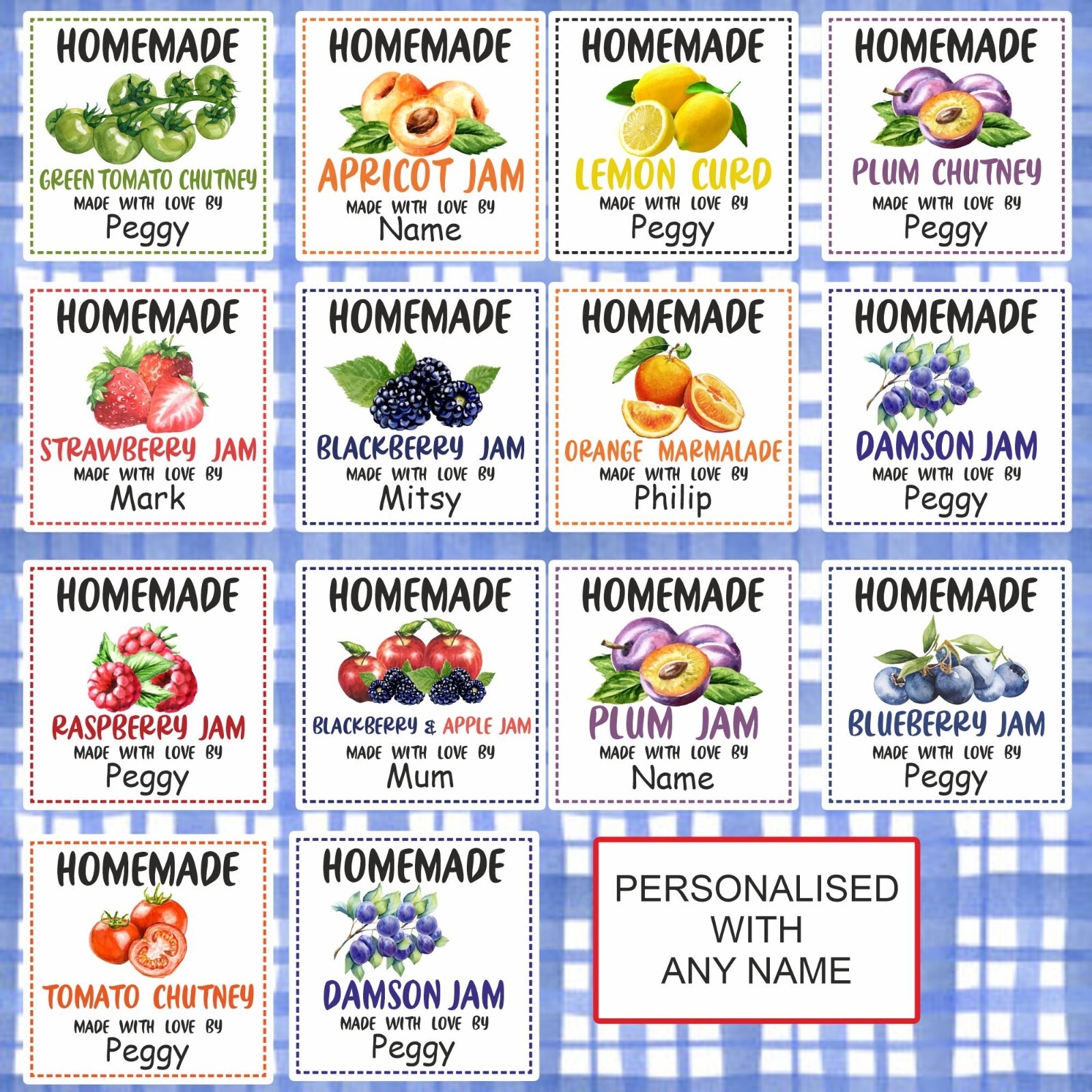 39 Personalised Jar Labels, Stickers, Ideal for Jams, Lemon Curd ...