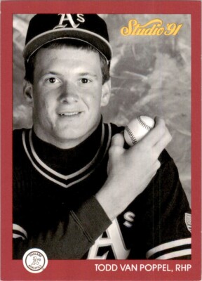 1991 Studio Todd Van Poppel Rookie Oakland Athletics #109 Leaf Basebal ...