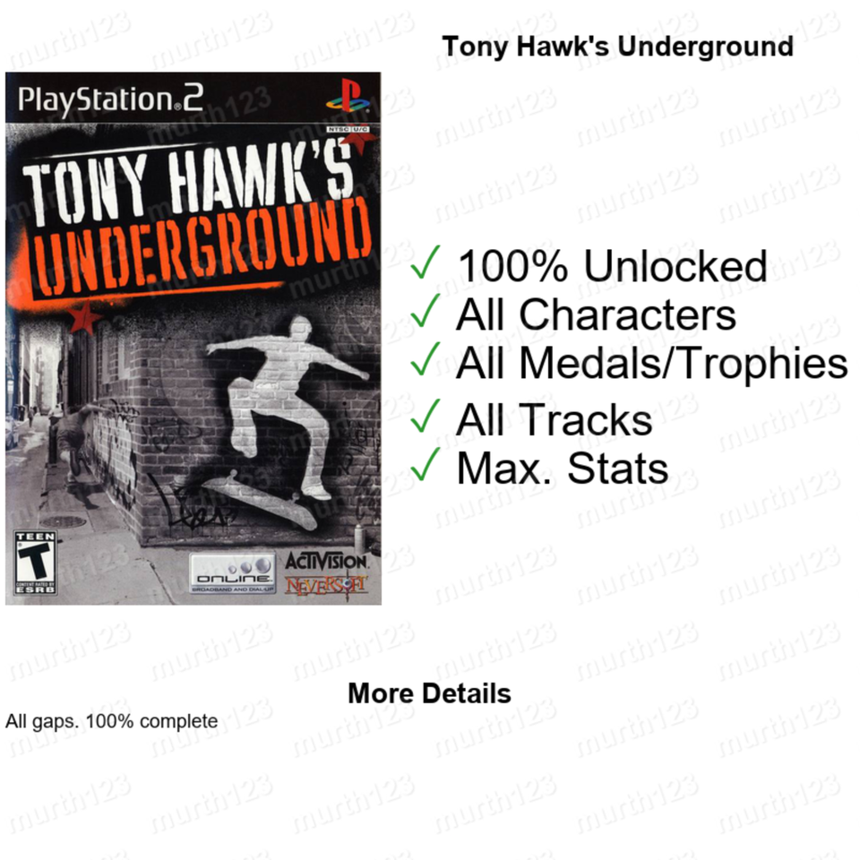 Tony Hawk's Pro Skater THPS THUG PlayStation 2 PS2 Memory Card Unlocked ...