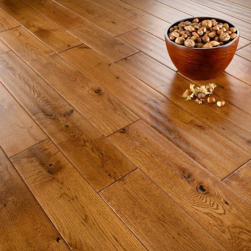 🥇 Pallet Deal** 125mm Golden Oak Handscraped Lacquer Solid Wood ...