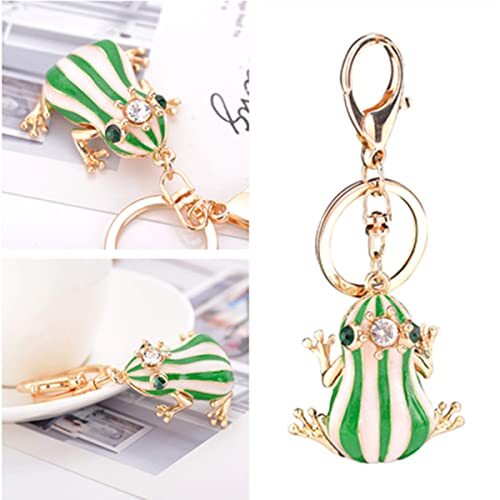Frog Keychain, Frog Charm Fashionable Keychain, Cute Rhinestone Green ...