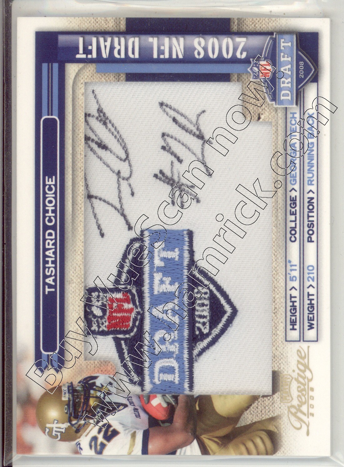 tashard choice rookie rc auto draft patch georgia ga tech jackets ...