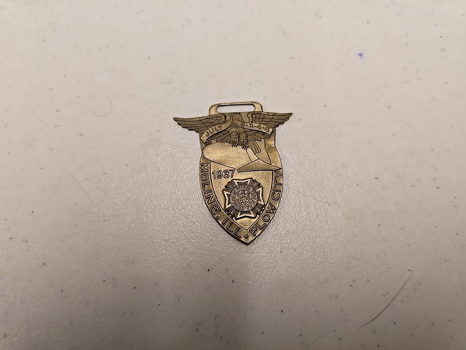 Vintage 1937 Moline IL Plow City Watch Fob & John Deere Harvester Works ...