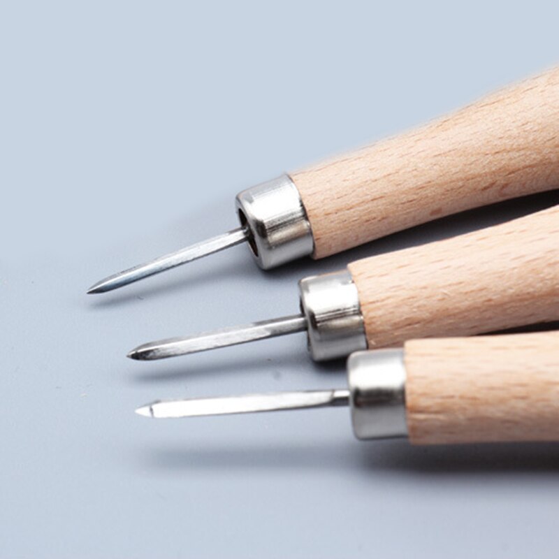 3mm&4mm&5-6mm leather tool craft sewing cone wooden handle seam ...