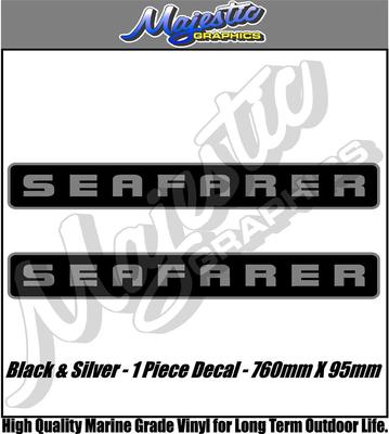 SEAFARER - 760mm x 95mm X 2 - Silver & Black - BOAT DECALS | eBay Australia