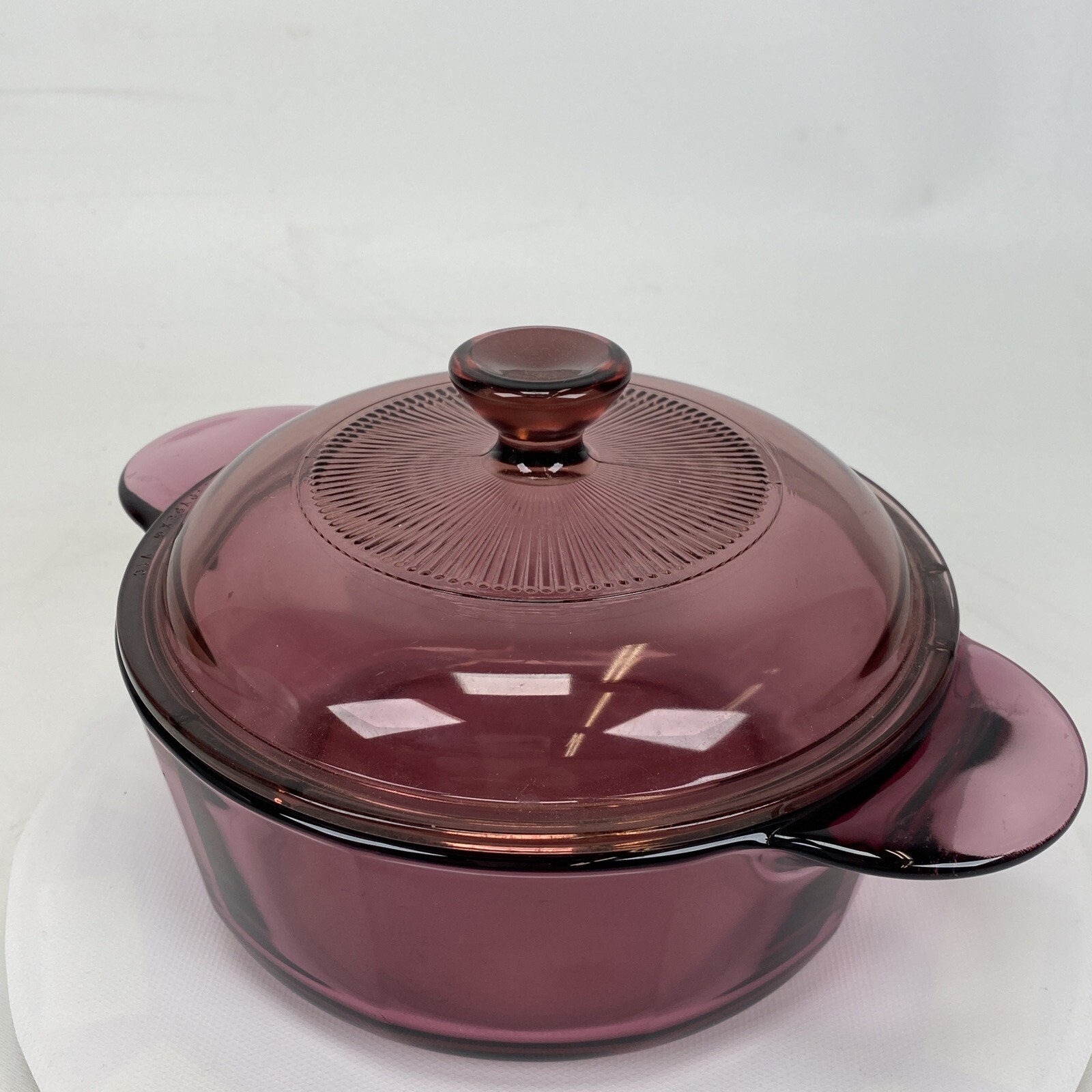 Corning 1 Qt SCULPTURED Visions Cranberry 1174 Small Round Casserole ...