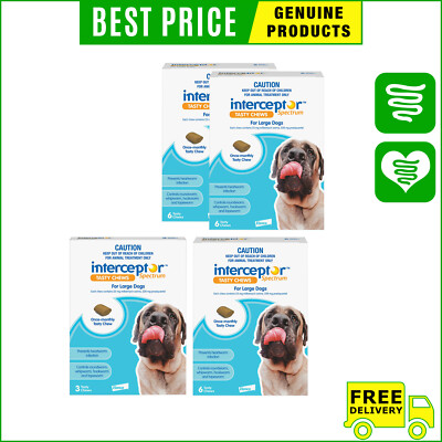 INTERCEPTOR SPECTRUM Heartworm Worm Control For Dog 22 To 45Kg BLUE 3,6 ...