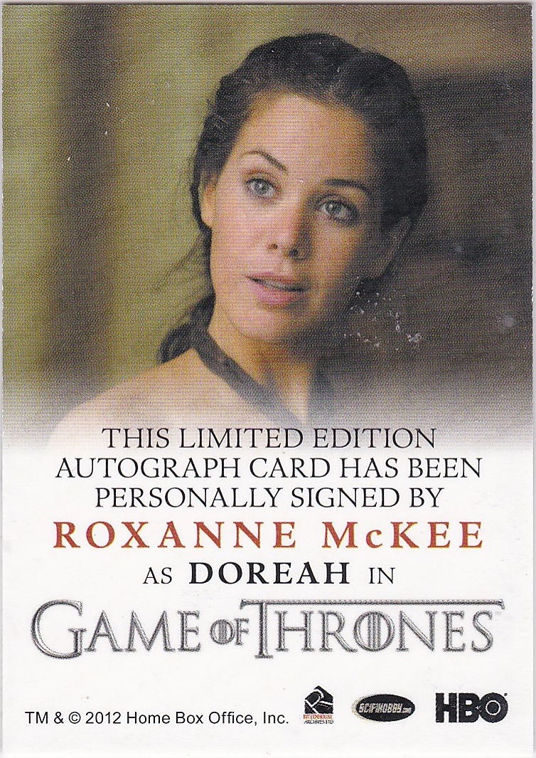 GAME OF THRONES SEASON 3 ROXANNE MCKEE AS DOREAH AUTOGRAPH TRADING CARD ...
