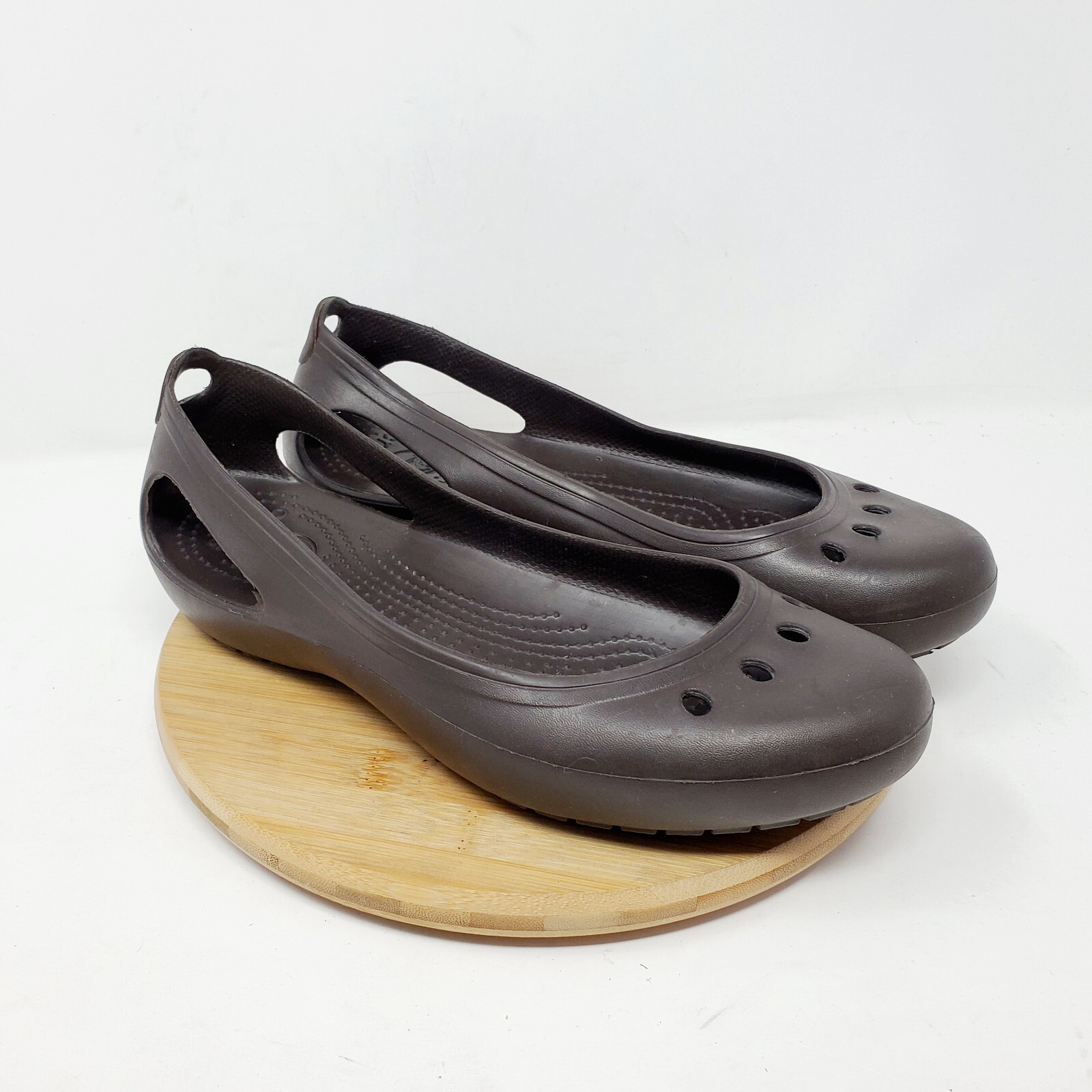 Crocs Kadee Flat Womens 10 Brown Ballet Slip On Shoes… - Gem