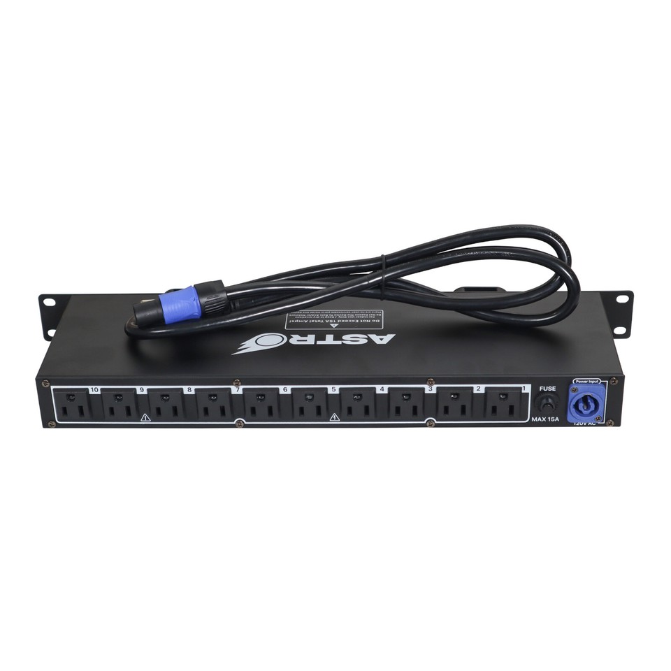 10 Way Power Rear Panel Center LED Power Distribution 1U Rack Mountable ...