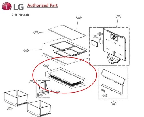 LG FRIDGE SHELF GENUINE PART ACQ89579305 FOR GF-L570MBL GF-L570PL GF ...