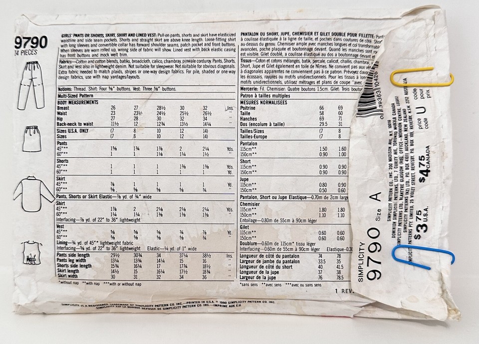 Simplicity Hugs and Stitches 9790 Vintage Pattern 90s Girls - Cut Sz A ...