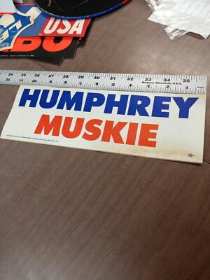 Vintage New Old Stock Herbert Humphrey Bumper Sticker | eBay
