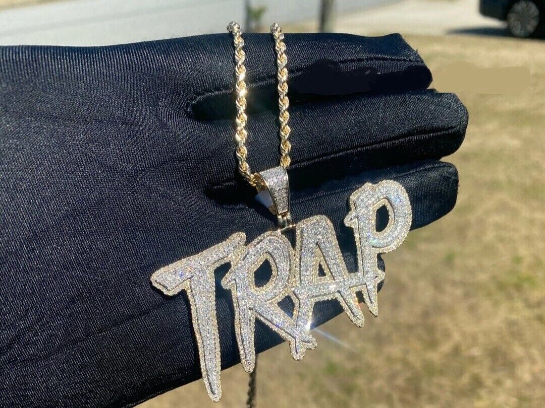 Men's Classic Personalized Name TRAP Name Layered Pendant 925 Sterling ...