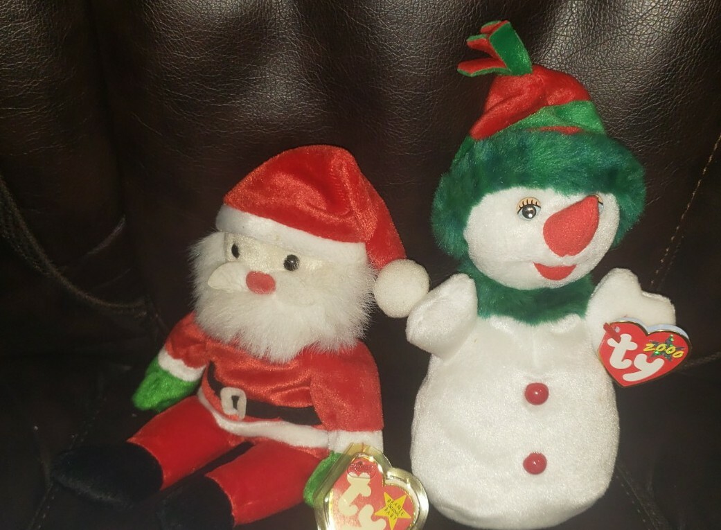 2 Ty Beanie Babies Snowman & Santa Claus | eBay