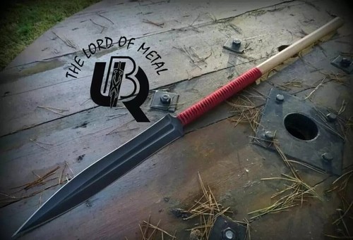 UBR CUSTOM HANDMADE HIGH CARBON STEEL HUNTING SPEAR WITH LEATHER SHEATH ...