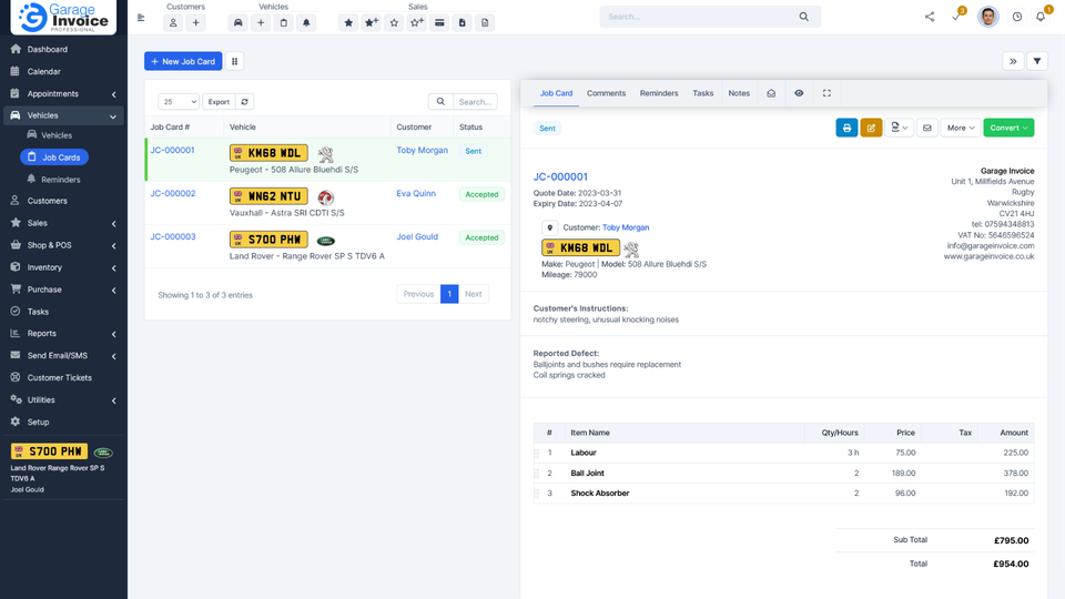 Car Garage & Workshop Management and Invoicing Software with ...