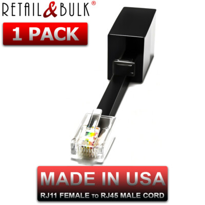 Phone Jack to Ethernet Adapter RJ11 Female to RJ45 Male for Landline ...