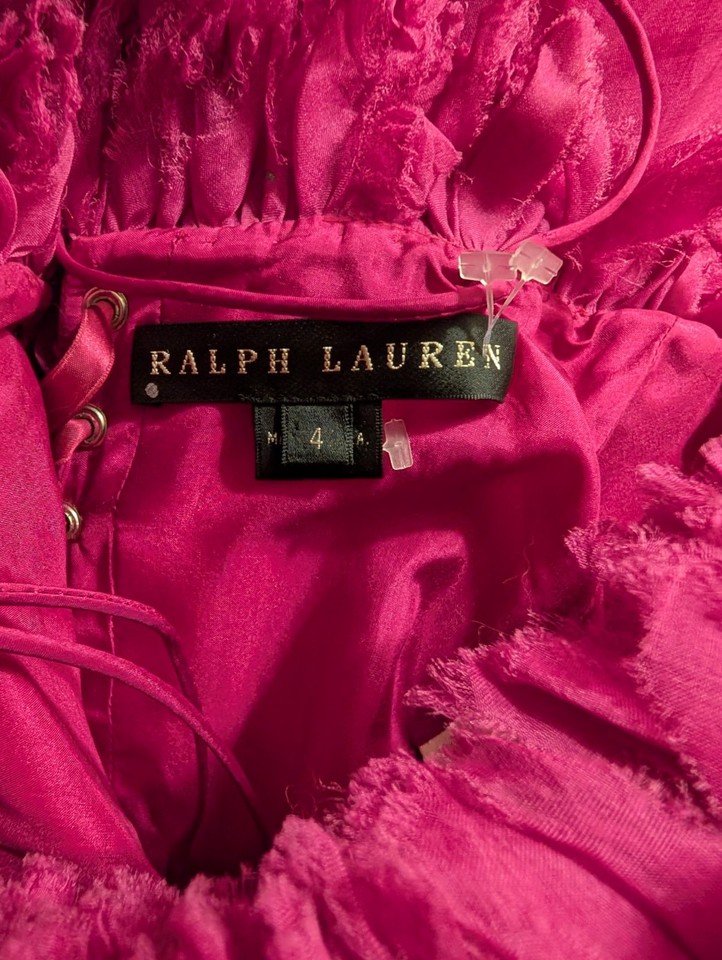 Ralph Lauren Black Label Rasberry Silk Maxi Strapless Long Dress Gown ...